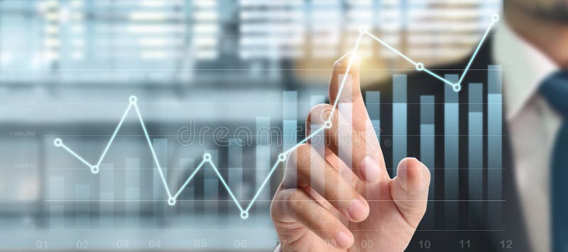 Businessman Plan Graph Growth and Increase of Chart Positive Indicators ...