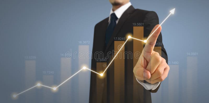 Businessman Plan Graph Growth and Increase of Chart Positive Indicators ...