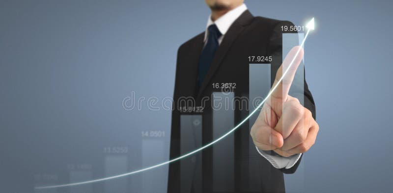 Businessman Plan Graph Growth and Increase of Chart Positive Indicators ...