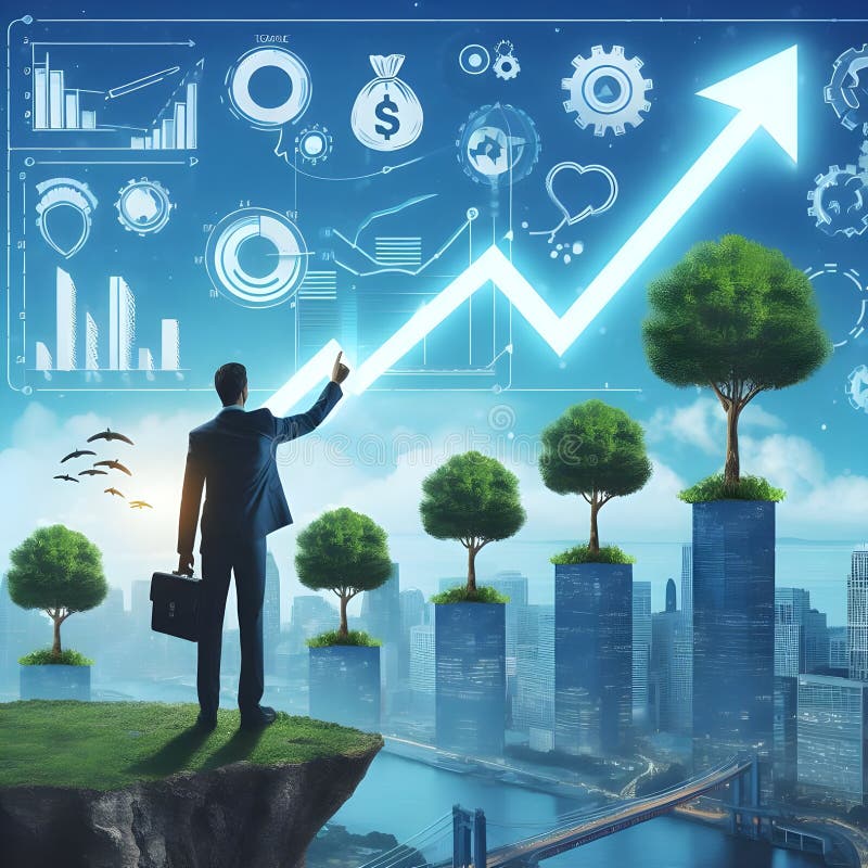 Businessman Plan Growth and Increase Generative AI for Illustrations ...