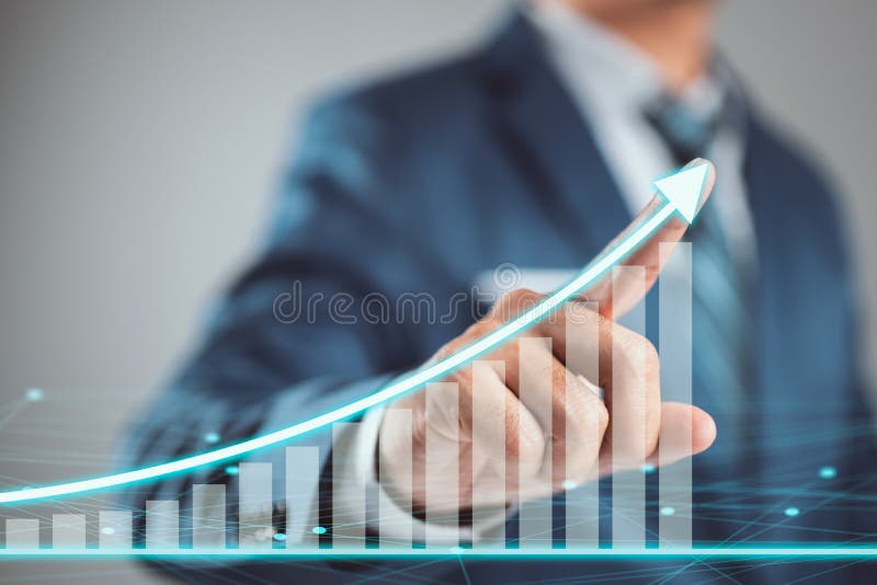 Businessman Plan Growth and Increase of Positive Indicators ...