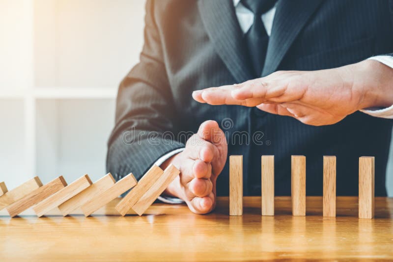 Businessman Plan and Strategy in Business Domino Effect Problem Solving ...