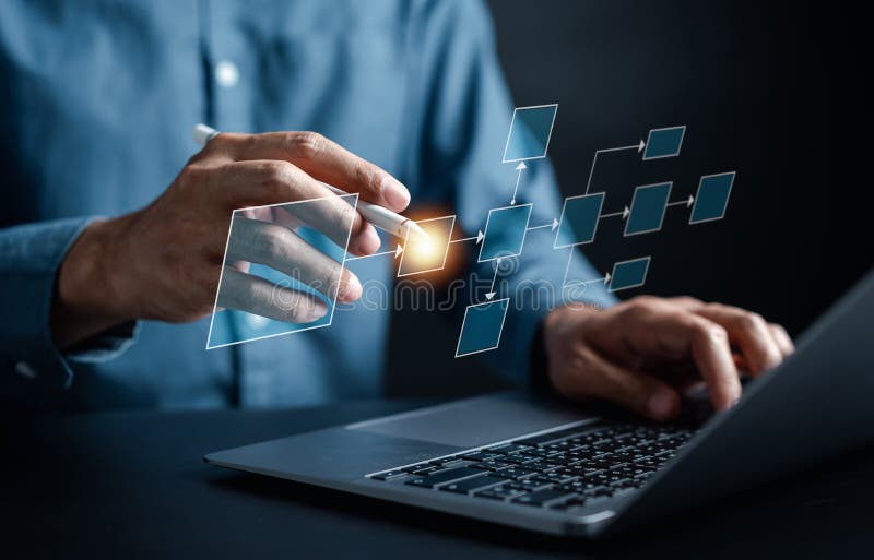 Businessman Planning Process Management Workflow. Step Scheme of ...