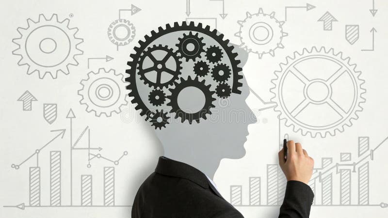 Businessman Planning Strategy Gears Mind Map Stock Illustration - Illustration of strategy ...