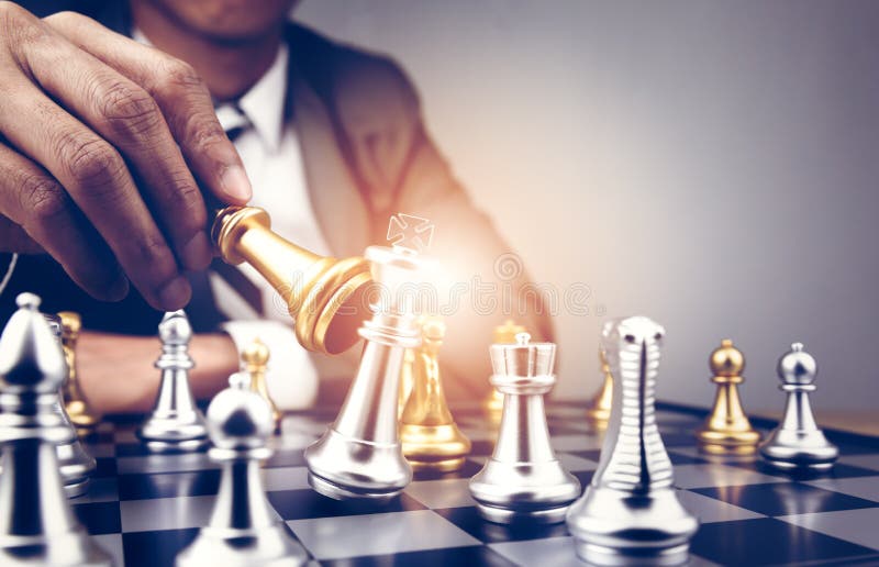 Businessman Playing Chess Board Stock Photo - Image of gambling ...