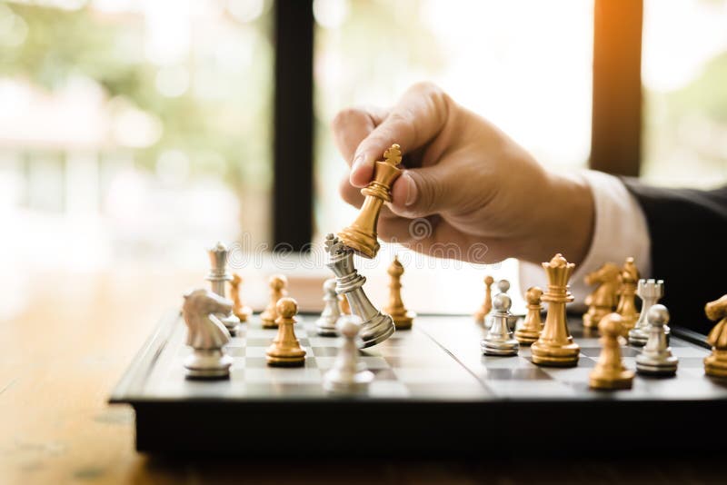 Businessman Playing Chess Game Beat Opponent with Strategy Concept ...