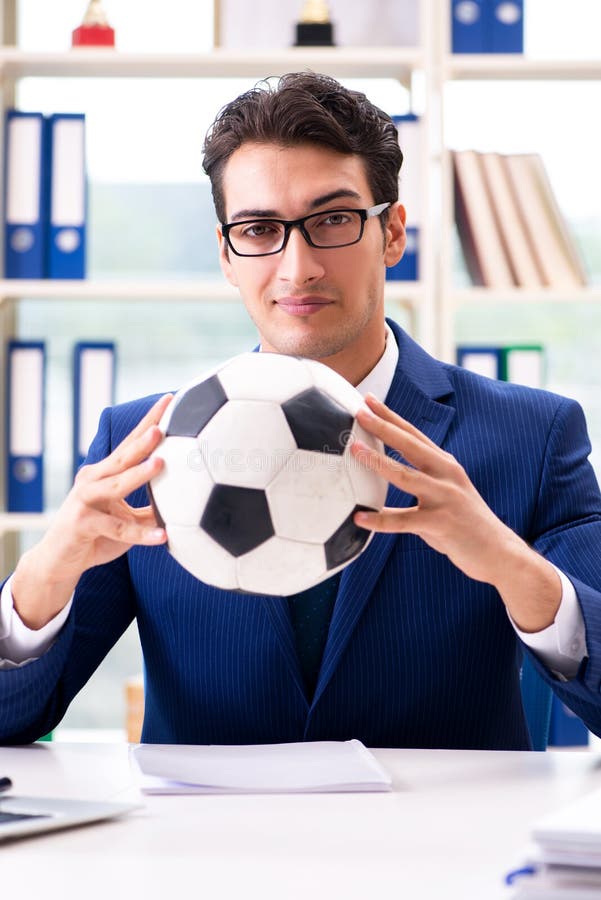 The Businessman Playing Football in the Office Stock Image - Image of ...