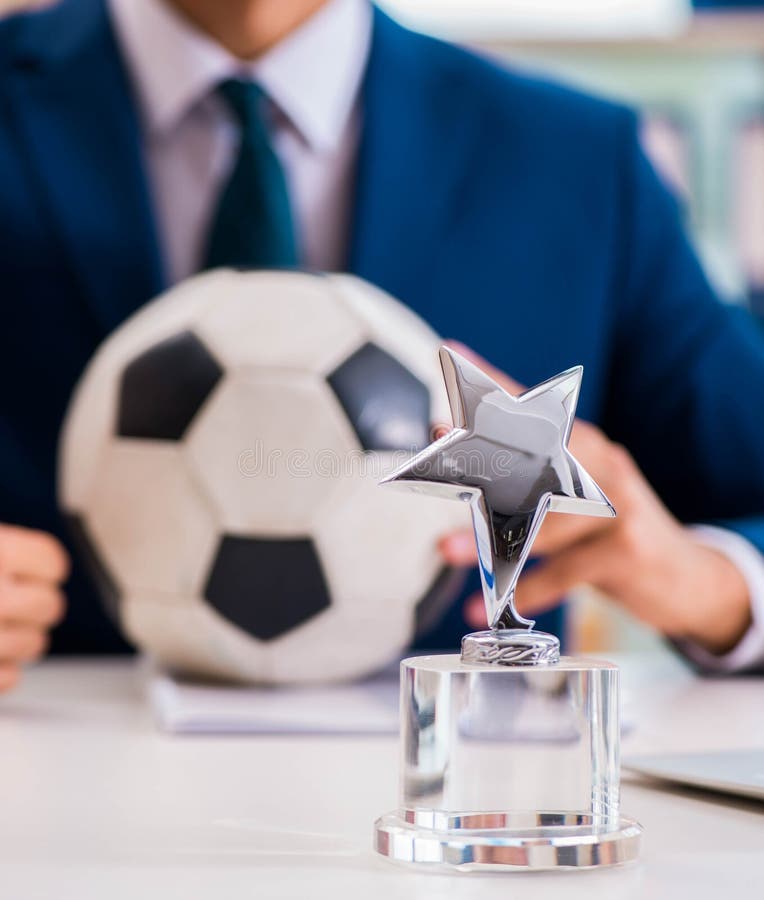 Businessman Playing Football in the Office Stock Photo - Image of ...