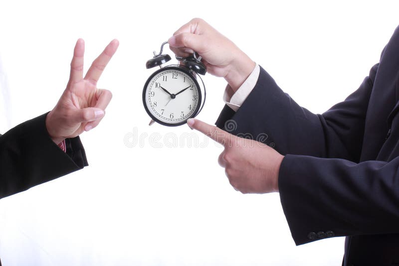 Businessman Point Clock for Order Something Stock Image - Image of ...
