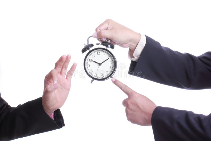 Businessman Point Clock for Order Something Stock Photo - Image of ...