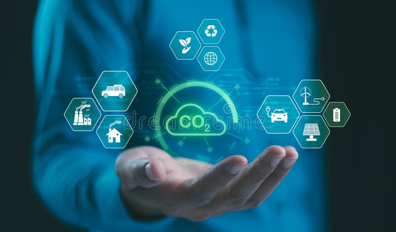 Businessman Point To Increasing Arrow with Carbon Reduction for Decrease CO2, Green House Global ...