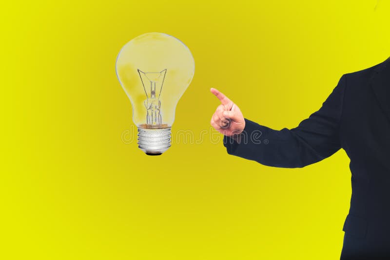Businessman Point To Light Bulb ,concept Idea Stock Image - Image of ...