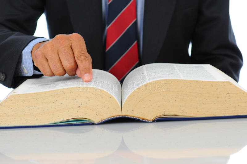 Businessman Pointing at Book Stock Image - Image of reflection, closeup ...