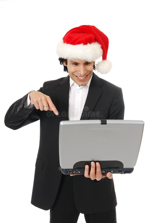 Businessman Pointing at a Computer Screen Stock Image - Image of ...