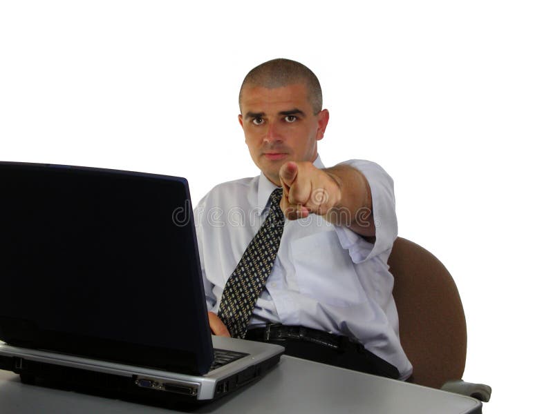 Businessman Pointing the Finger Stock Image - Image of desk ...