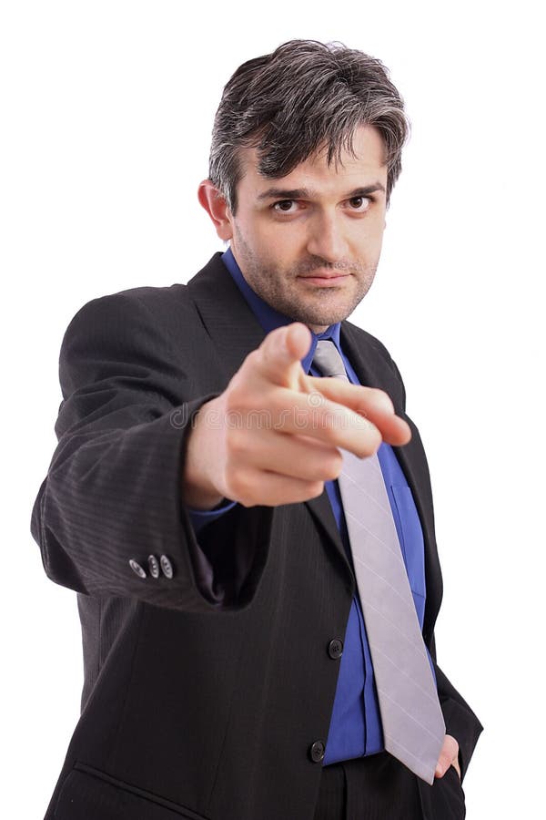 Businessman Pointing Finger at Viewer Stock Photo - Image of isolated ...