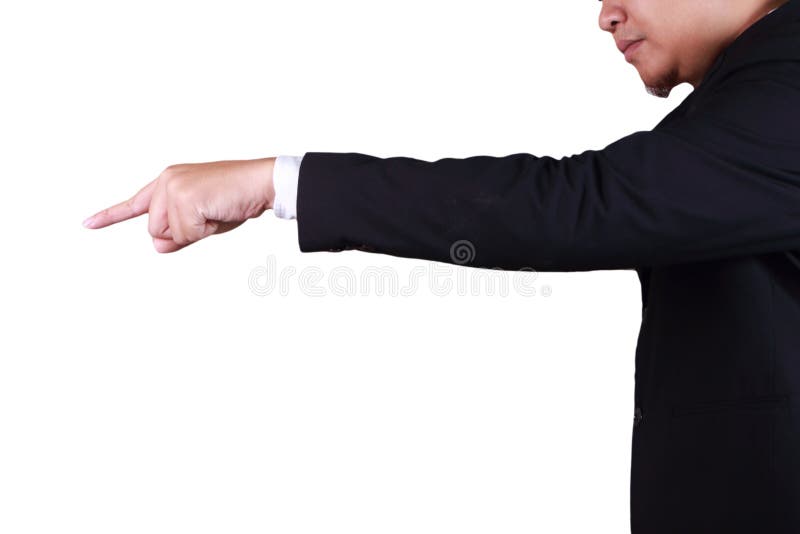 Businessman Pointing Forward, Side View Profile Stock Photo - Image of ...