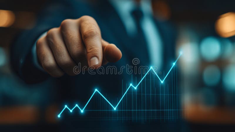 Businessman Pointing at Glowing Graph Representing Growth and Success ...
