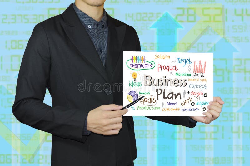 Businessman Pointing Planning Business. Stock Image - Image of cloud ...