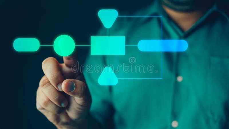 Businessman Pointing Processing Management. Business Process and ...