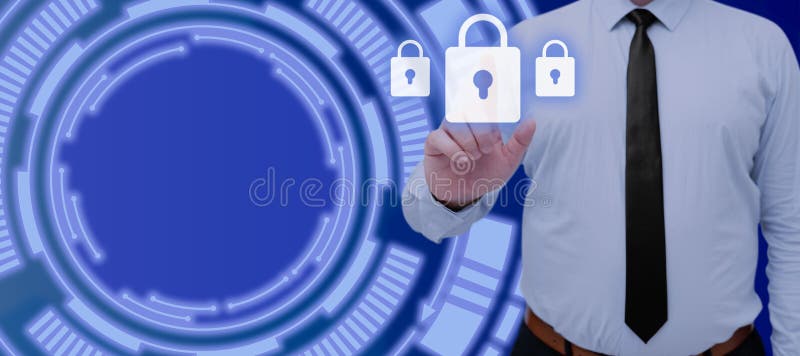 Businessman Pointing on Security Presenting Privacy in Data and ...