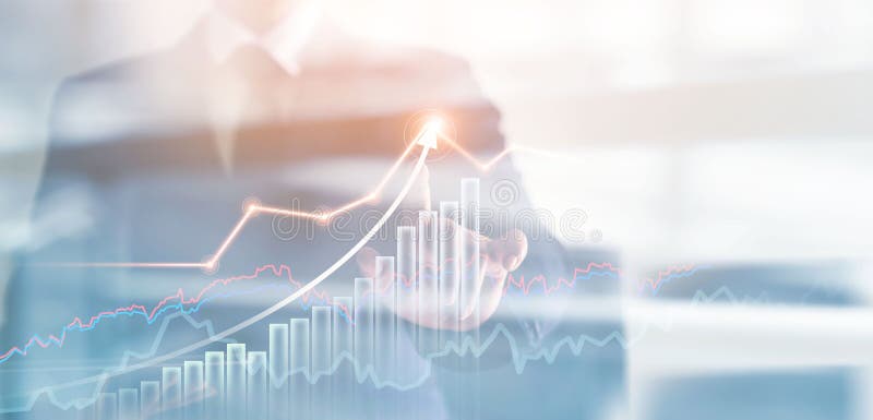 Businessman Pointing at Successful Growth Graph Indicators. Key ...