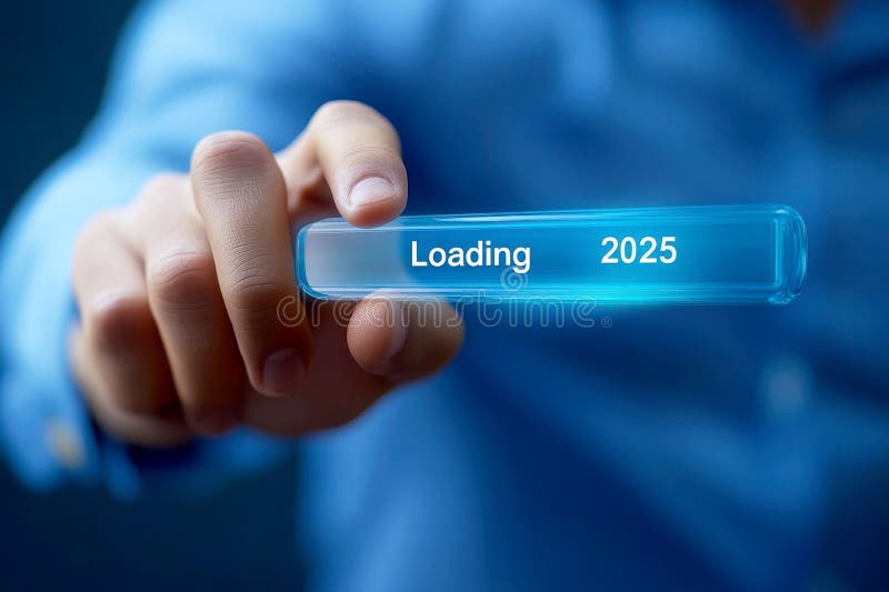 Businessman Pointing To 2025 Text, Loading Bar for Count Down from 2024 ...