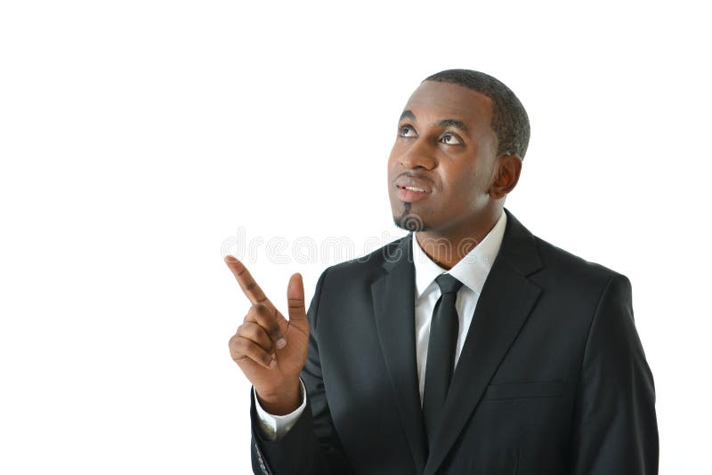 Businessman Pointing Up stock photo. Image of minority - 31272758
