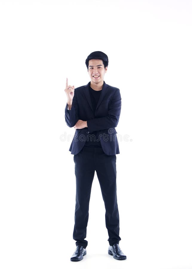 Businessman Pointing on White Background Stock Photo - Image of ...