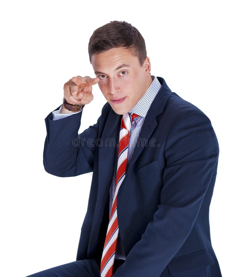 Businessman Poiting Two Fingers Stock Image - Image of suit, hold: 23352943