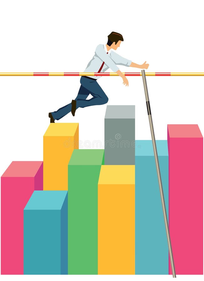 Businessman Pole Vaulting on Bar Chart Stock Vector - Illustration of ...