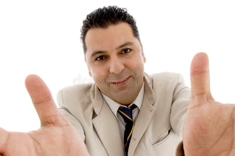 Businessman Posing with Hand Gesture Stock Image - Image of male ...