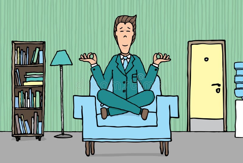 Businessman Practising Yoga Stock Vector - Illustration of door, yoga ...