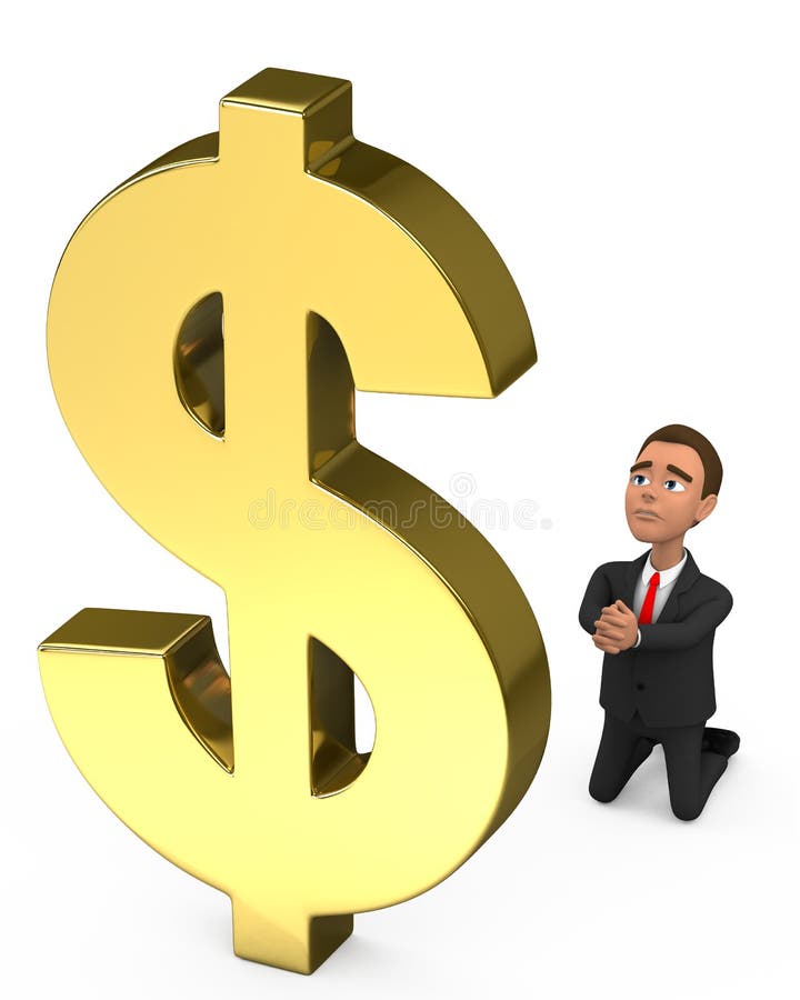 Businessman Praying on the Dollar Stock Illustration - Illustration of ...