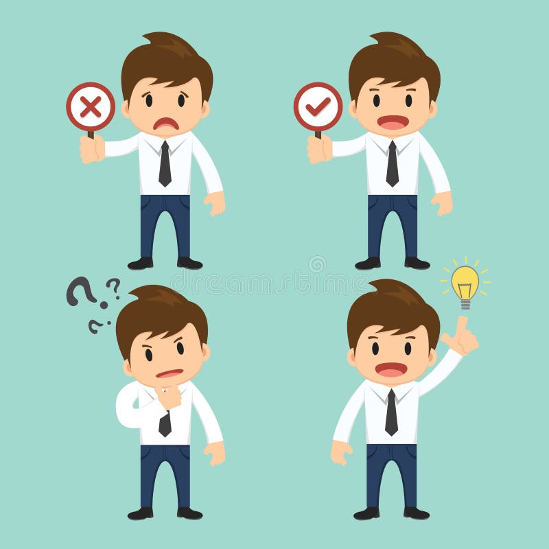 Businessman Present Wrong,right and Present Thinking,idea Vector Stock ...
