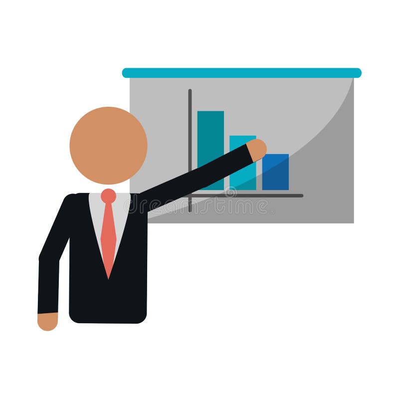 Silhouette Businessman Presentation Graph Statistics Stock Vector ...