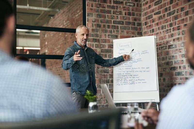 Businessman, Presentation and Meeting with Whiteboard, Discussion and ...