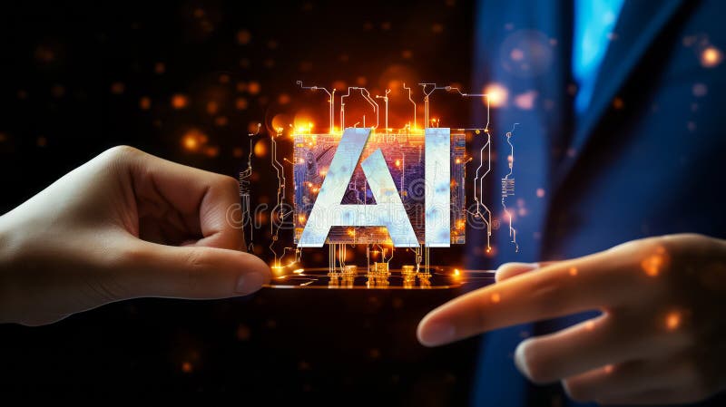 Businessman Presenting Advanced Artificial Intelligence Chip with ...