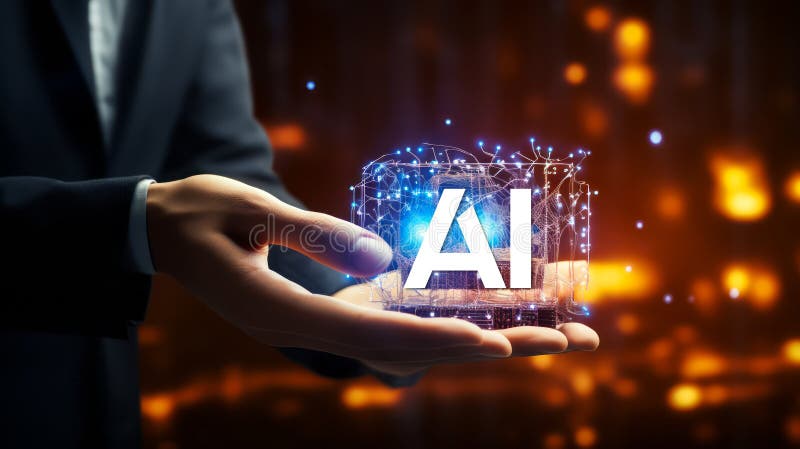 Businessman Presenting Advanced Artificial Intelligence Chip with ...