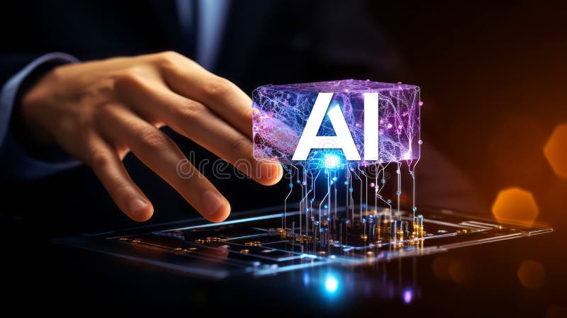 Businessman Presenting Advanced Artificial Intelligence Chip with ...