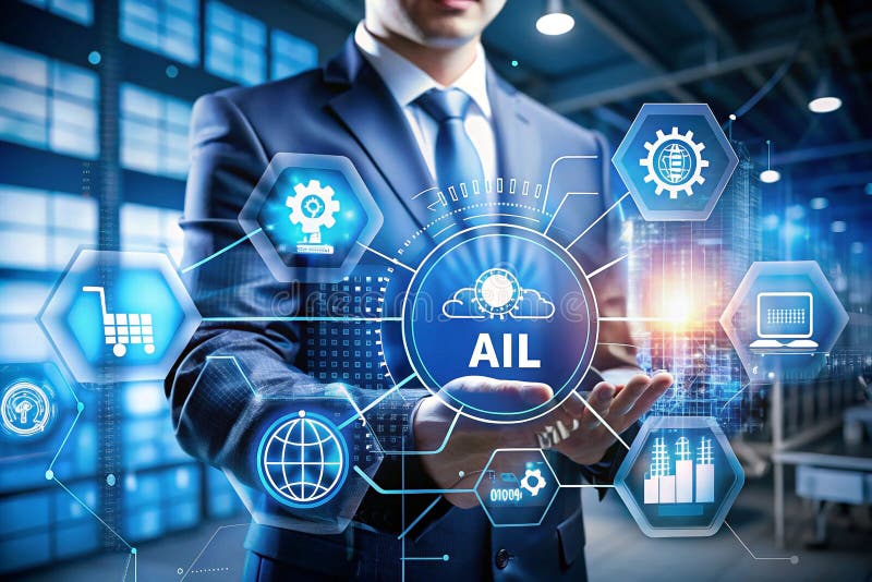 Businessman Presenting AI Technology Innovation Stock Illustration ...