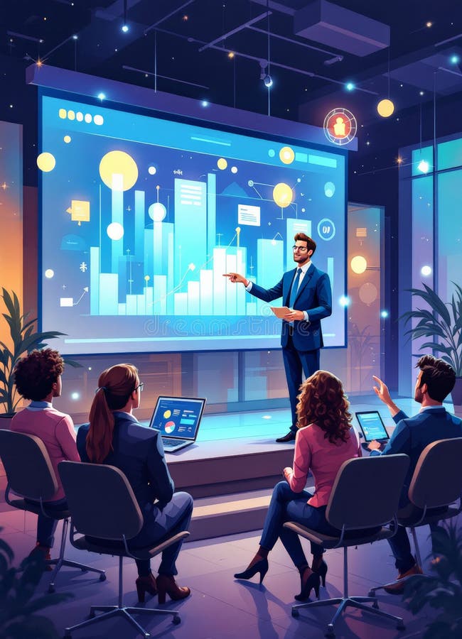 Businessman Presenting Business Analytics Report To Team in a ...