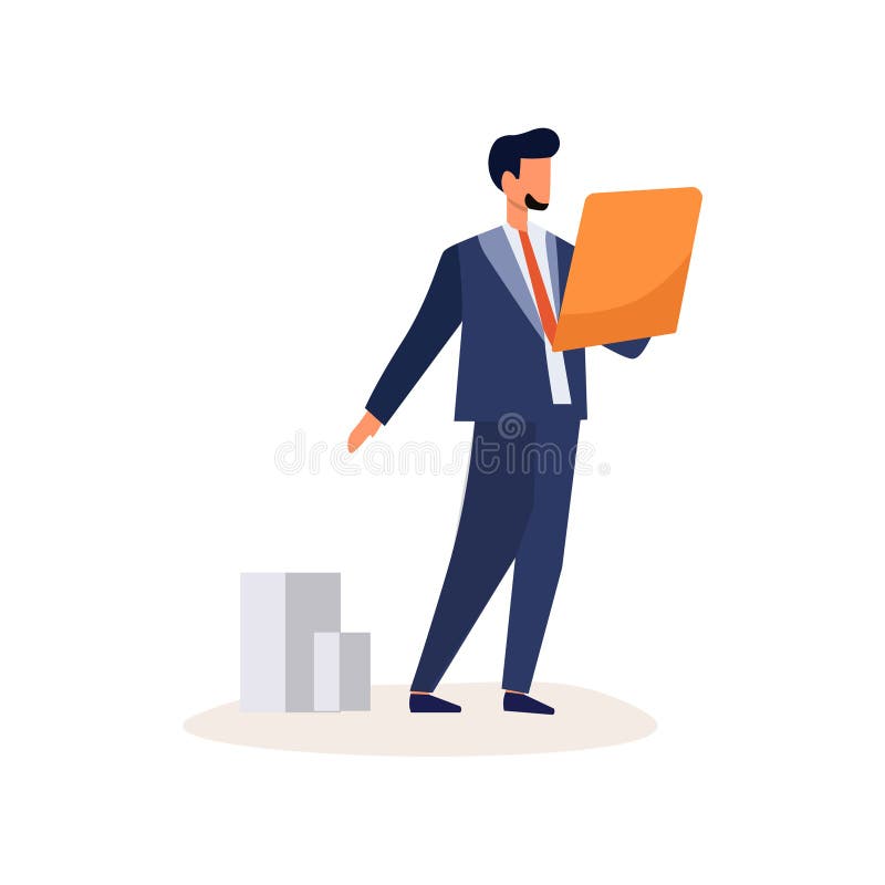 Businessman Presenting Business Strategy with Corporate Building ...