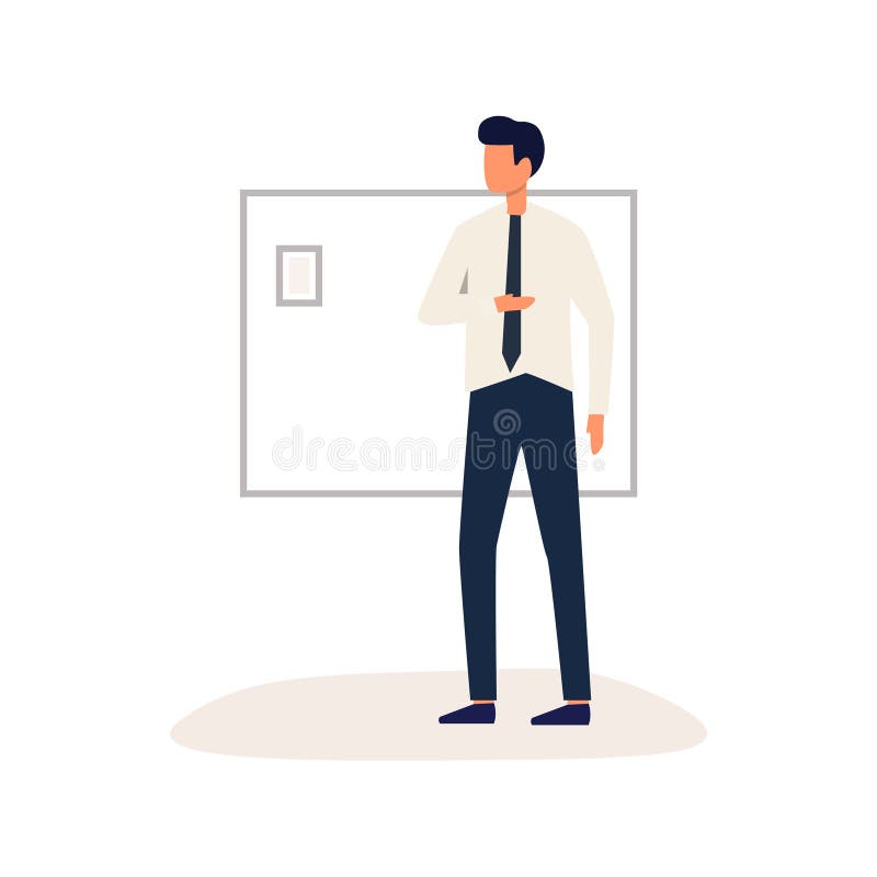 Businessman Presenting Company Report Using Whiteboard Tiny People ...