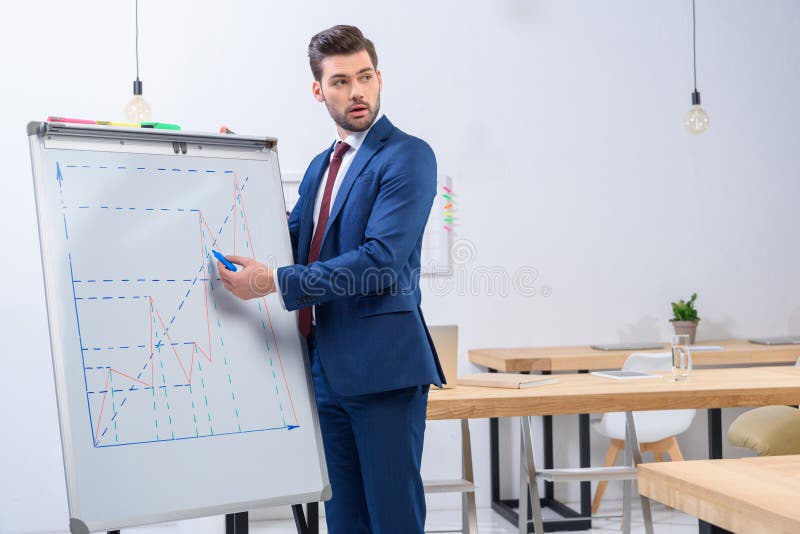 Businessman Presenting Diagram Chart at Meeting Stock Photo - Image of ...