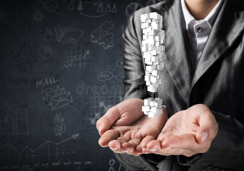 Businessman Presenting Exclamation Mark. Stock Image - Image of males ...