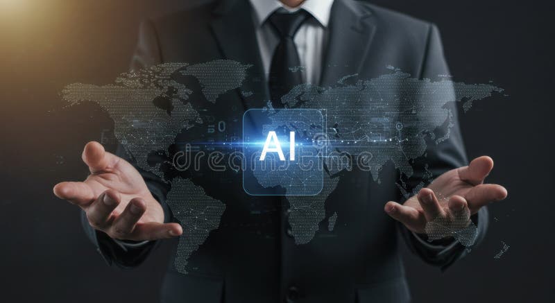Businessman Presenting Global Artificial Intelligence Technology Stock ...
