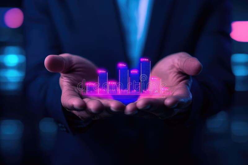 A Businessman Presenting a Glowing Graph in His Hands, Symbolizing Data ...