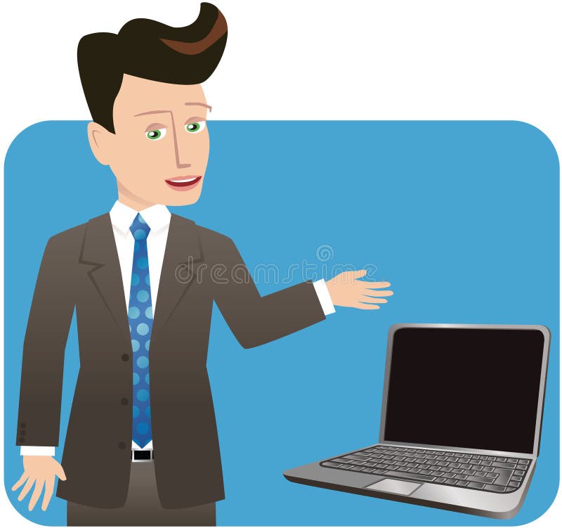 Businessman Presenting Laptop Data Stock Vector - Illustration of ...