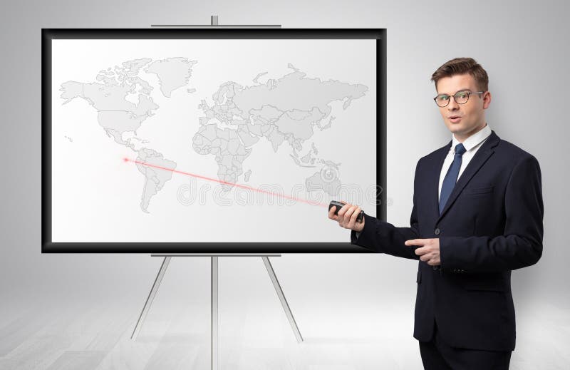 Businessman Presenting Potential Business Area on Map Stock Photo ...